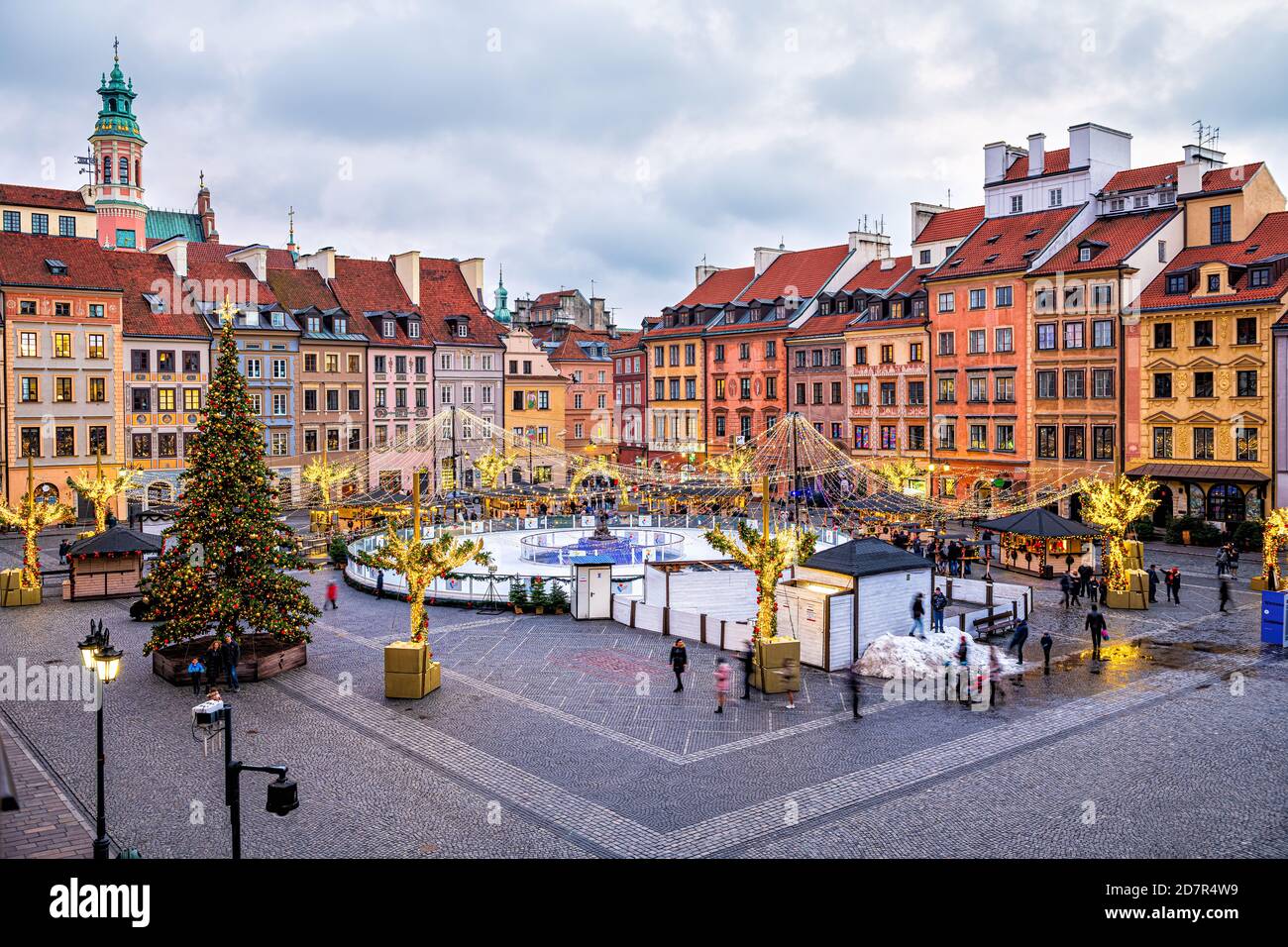 Warsaw, Poland - December 22, 2019: Old town market square Warszawa at ...