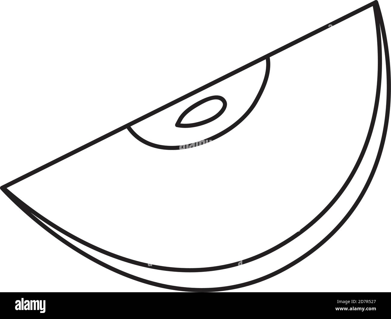 apple slice icon over white background, line style, vector illustration ...