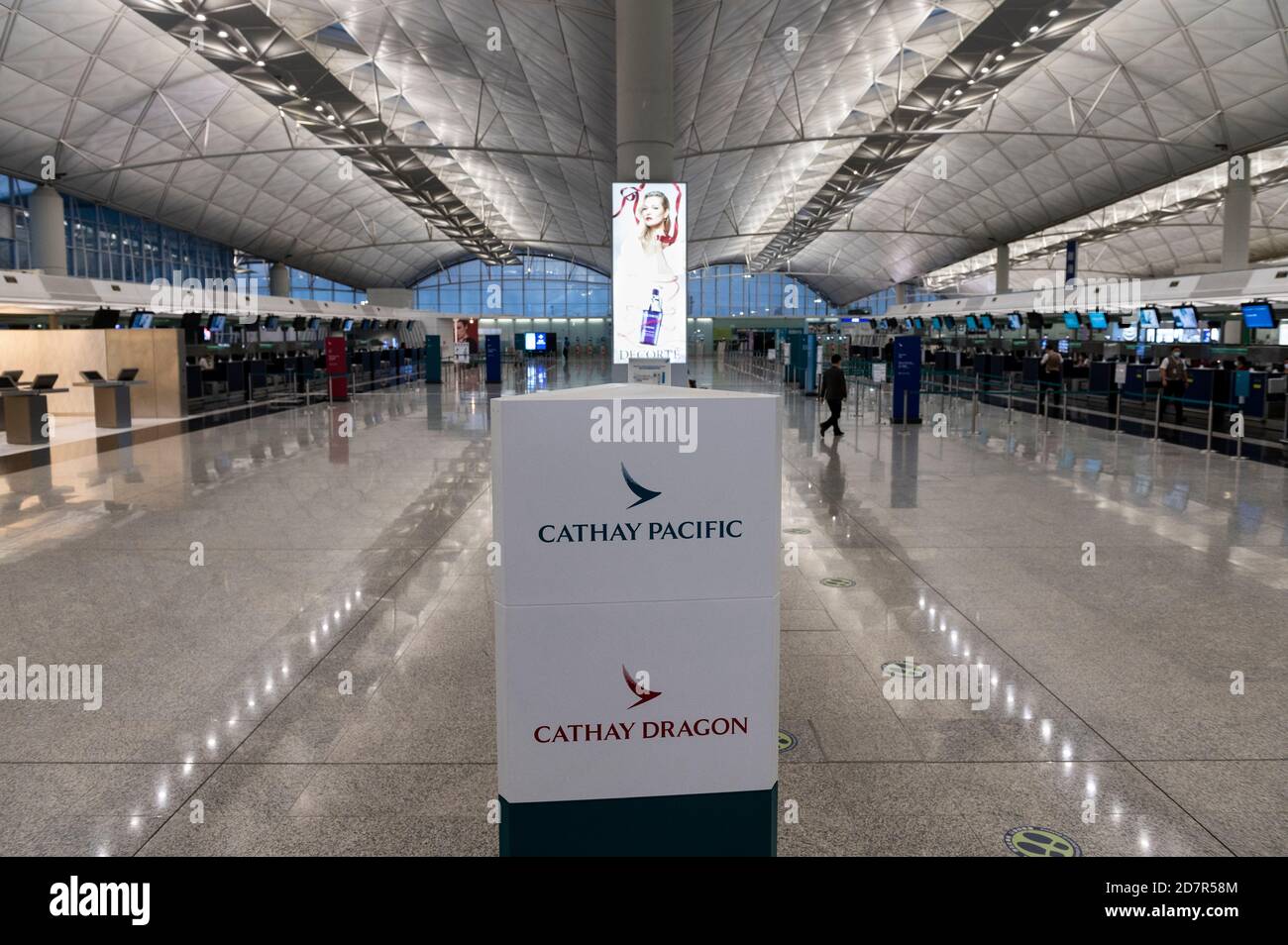 A sign of the Hong Kong airlines Cathay Pacific and Cathay Dragon ...