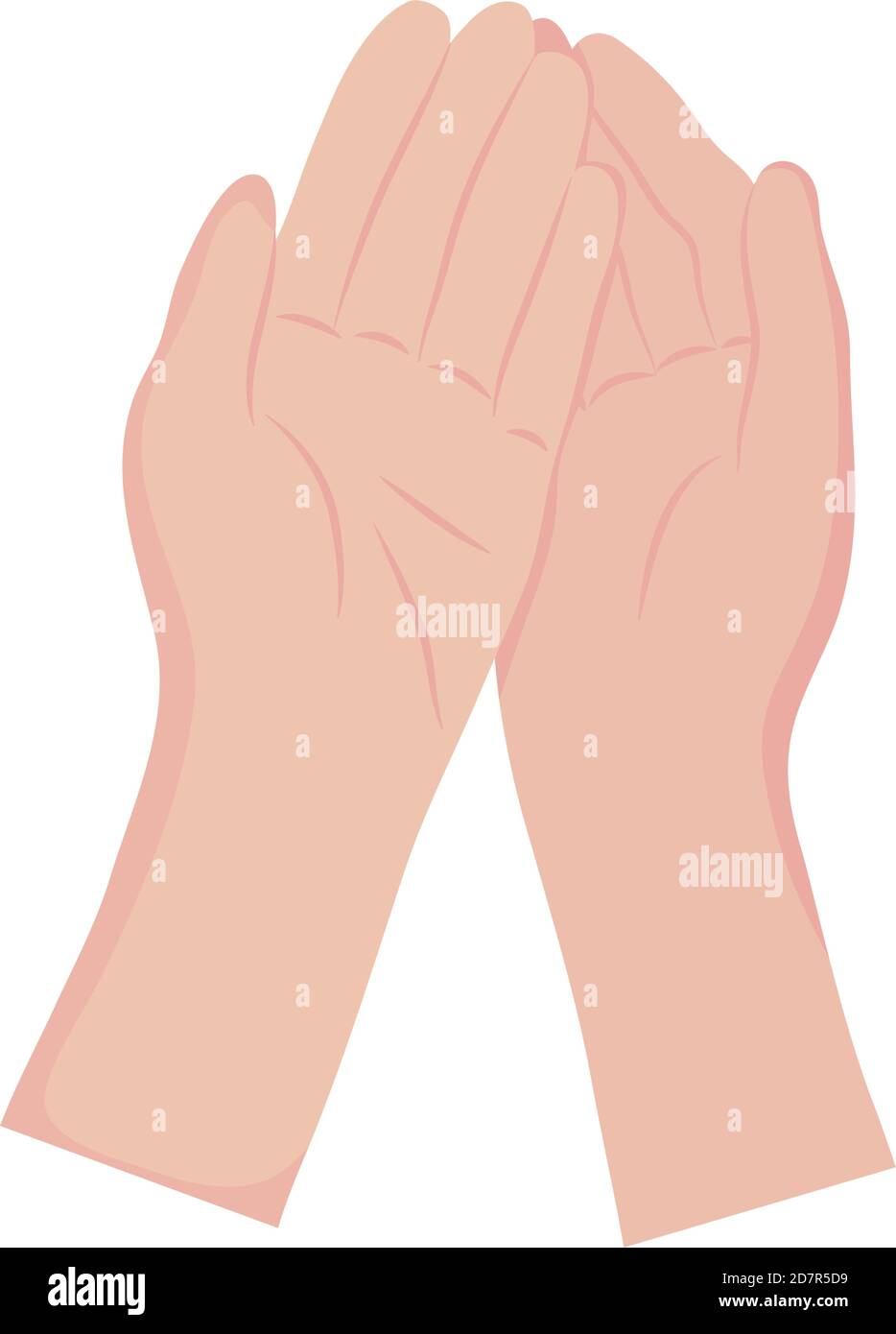 Gesture of the hands folded in prayer, Hands cupped together over white ...