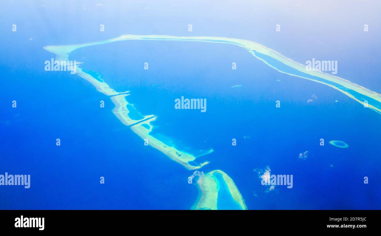Amazing aerial view of the islands and atoll from above Stock Photo - Alamy