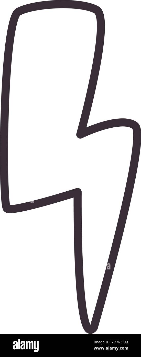 Thunder shape daily sticker line style icon design, Weather rain power ...