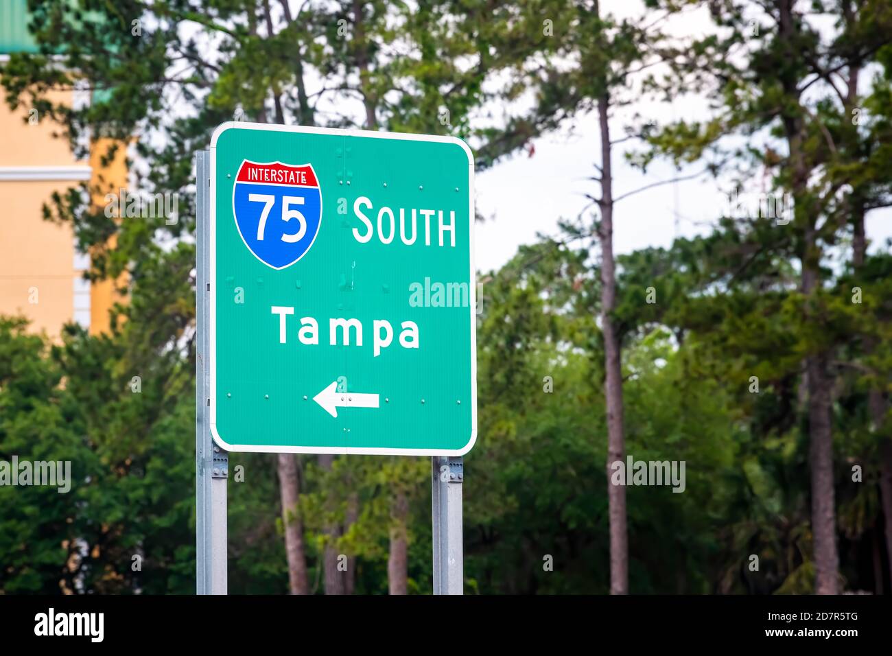 Tampa, USA road street interstate highway green arrow sign for i75 ...
