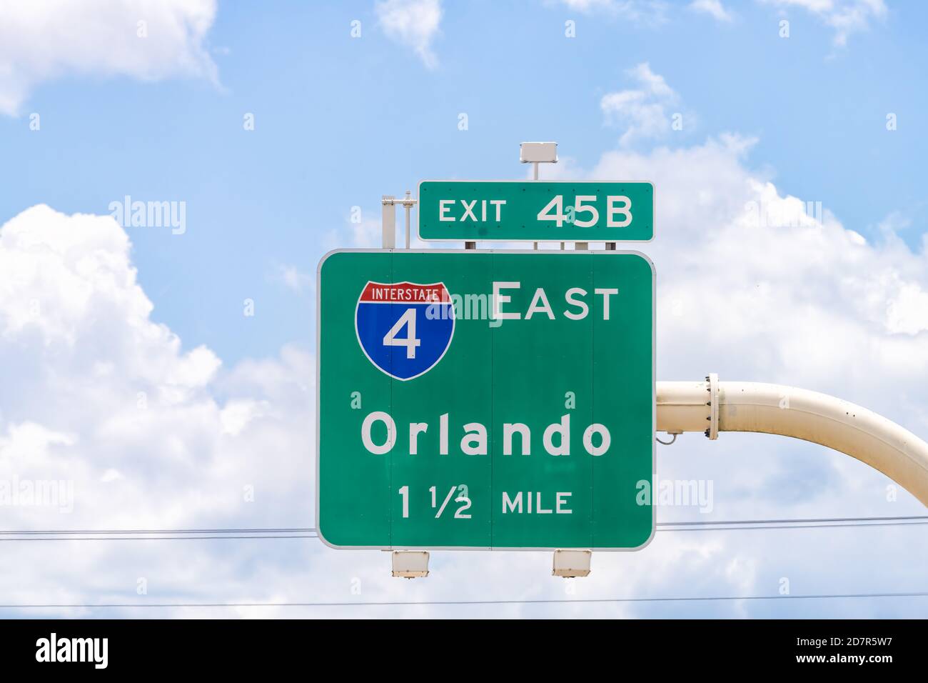 Tampa, USA road street interstate highway green arrow sign for i4 east ...