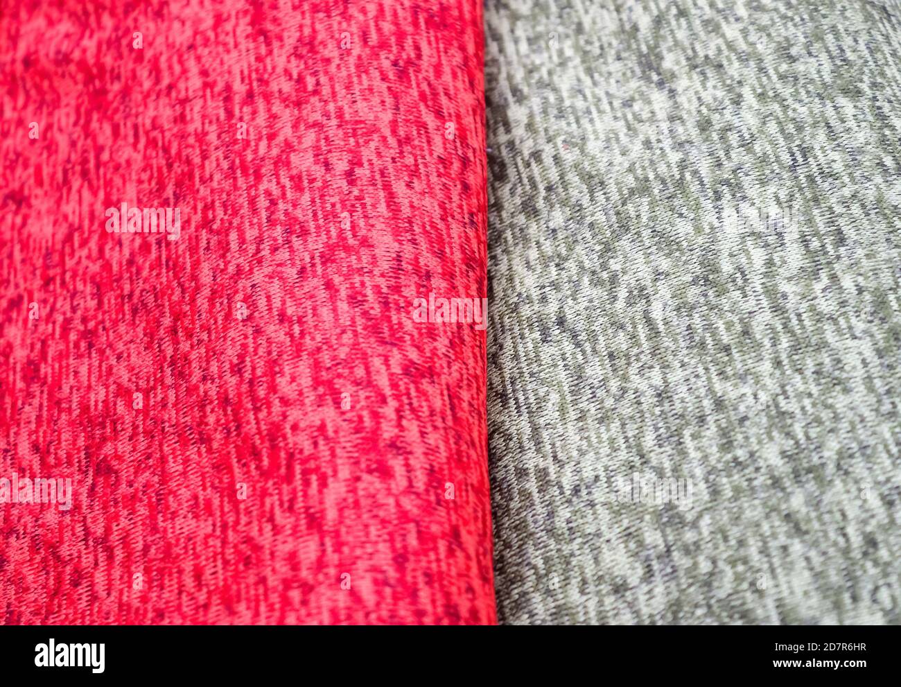 Closeup shot of two different colorful fabric samples Stock Photo - Alamy