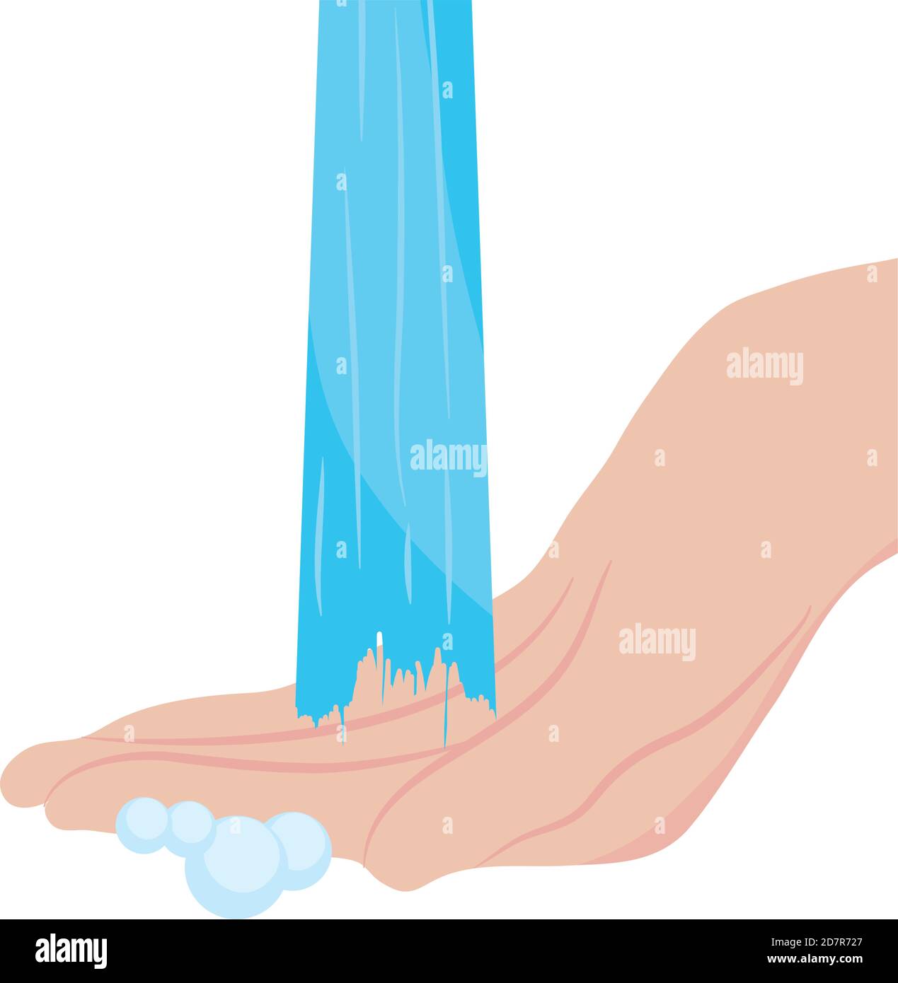 water and hand washing over white background, flat style, vector ...
