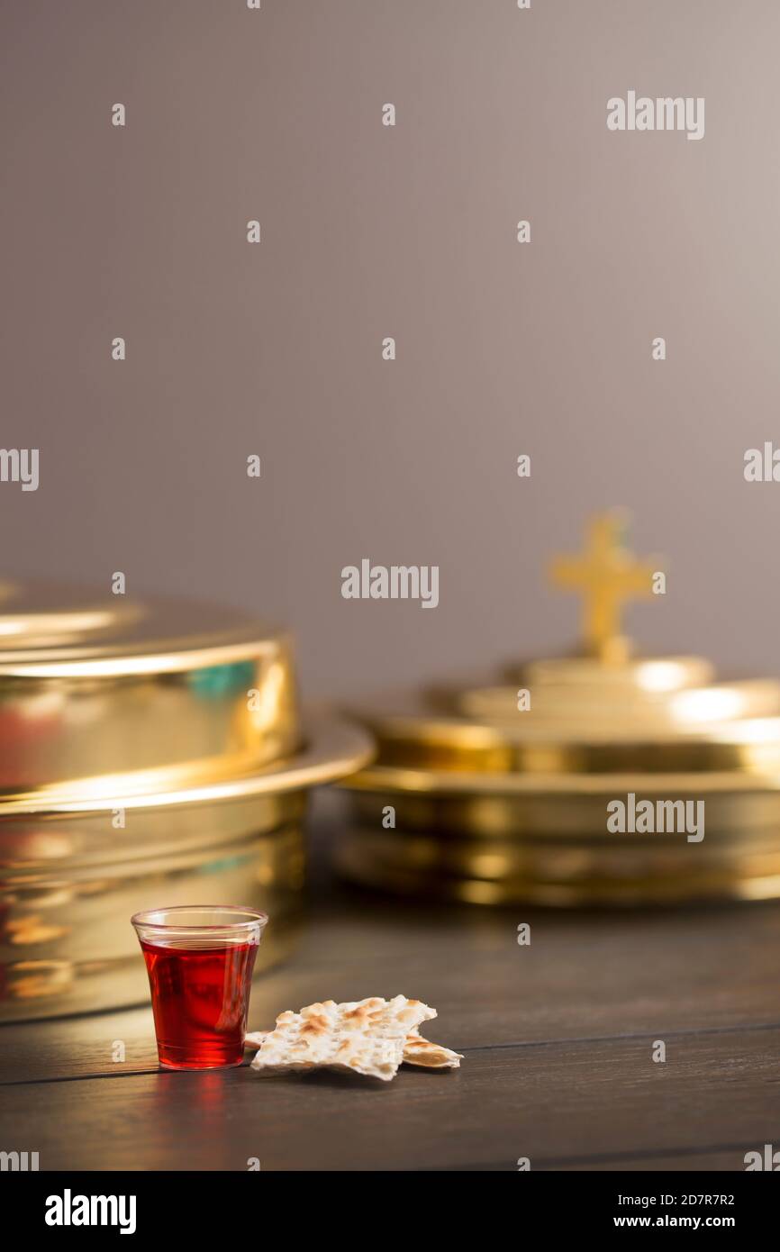 Christian Communion Cup and Bread Stock Photo - Alamy