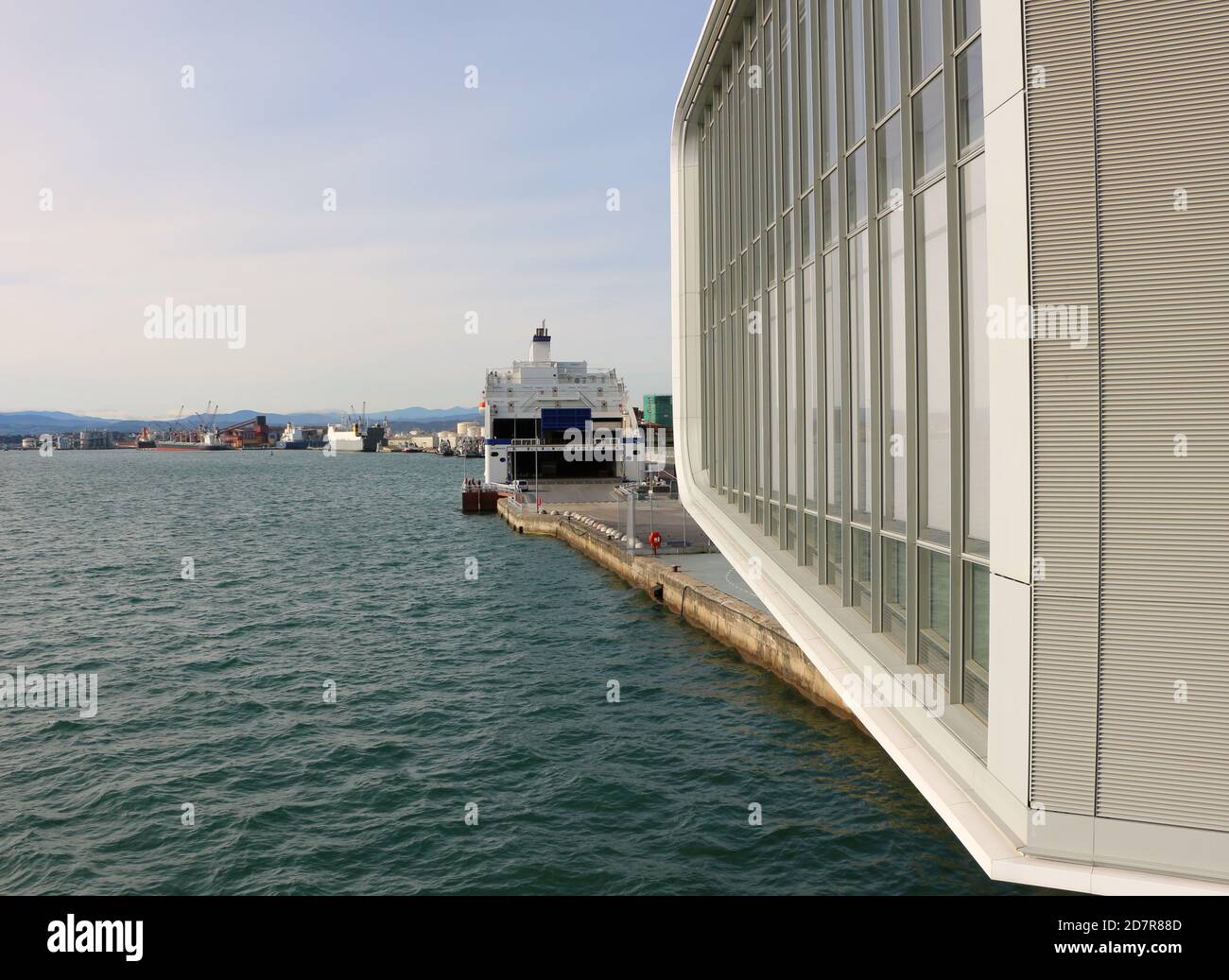 Rear view of Brittany Ferries new Galicia ferry IMO 9856189 docked in ...
