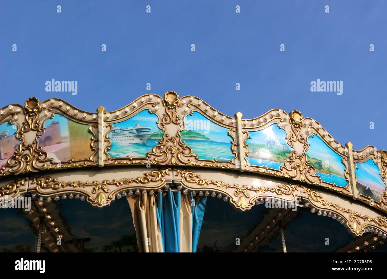 Close up of the roof border of the traditional merry go round with ...