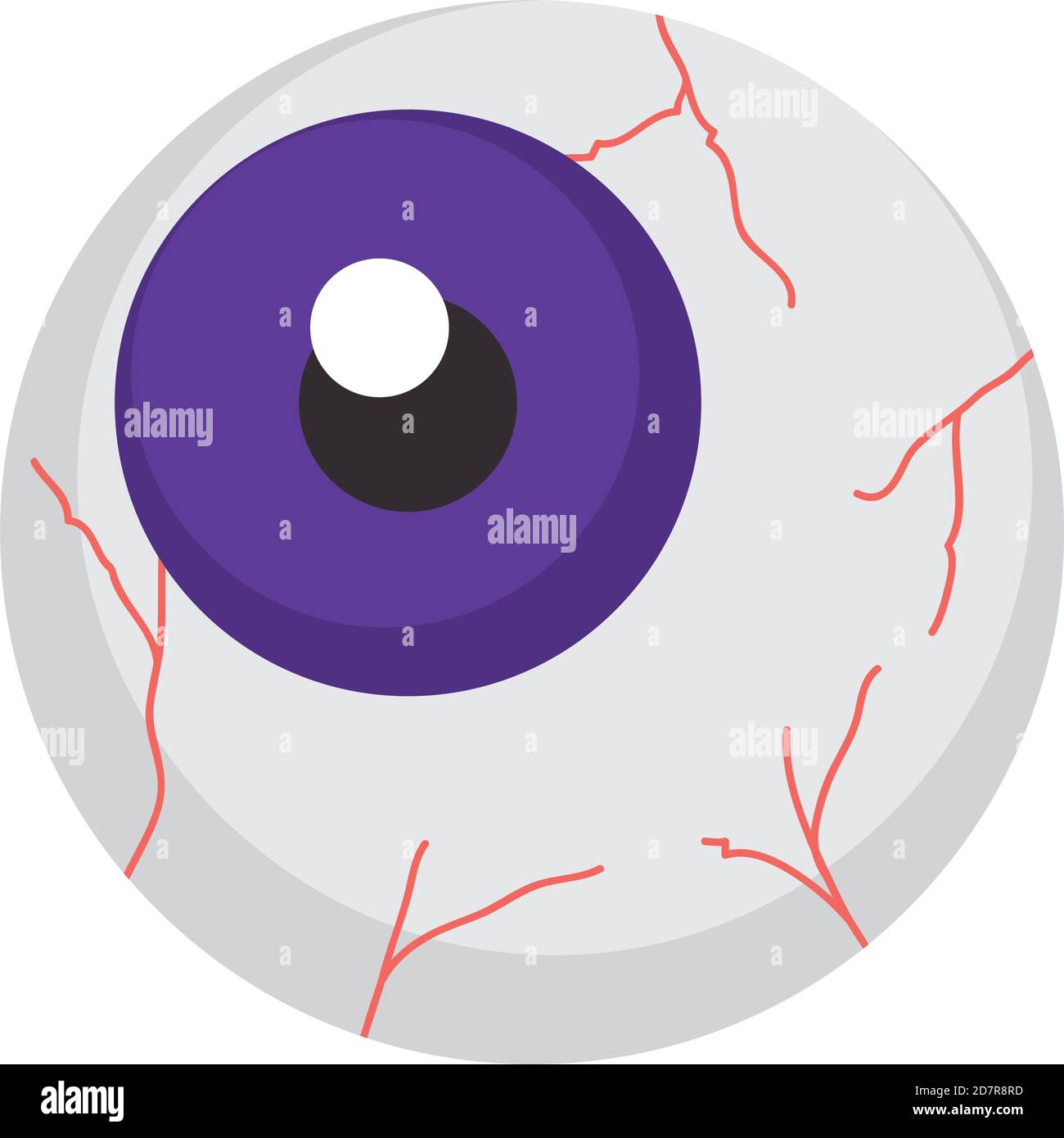 cartoon halloween eye icon over white background, flat style, vector ...