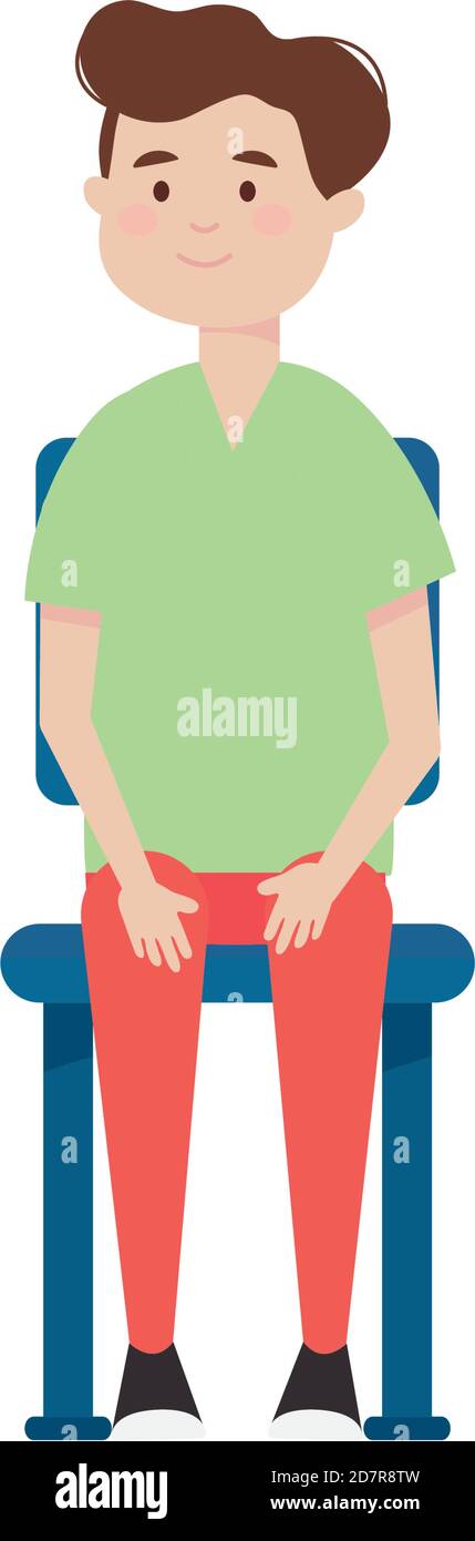 cartoon man sitting on a chair over white background, colorful design ...