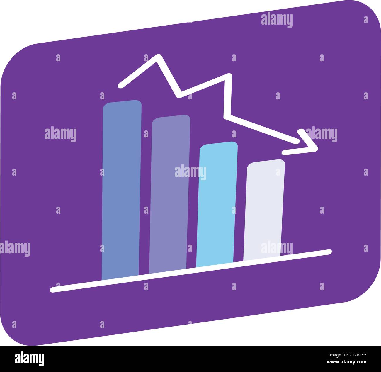 graphic bar chart with descending arrow over white background, flat ... graphic bar chart with descending arrow over white background, flat ...