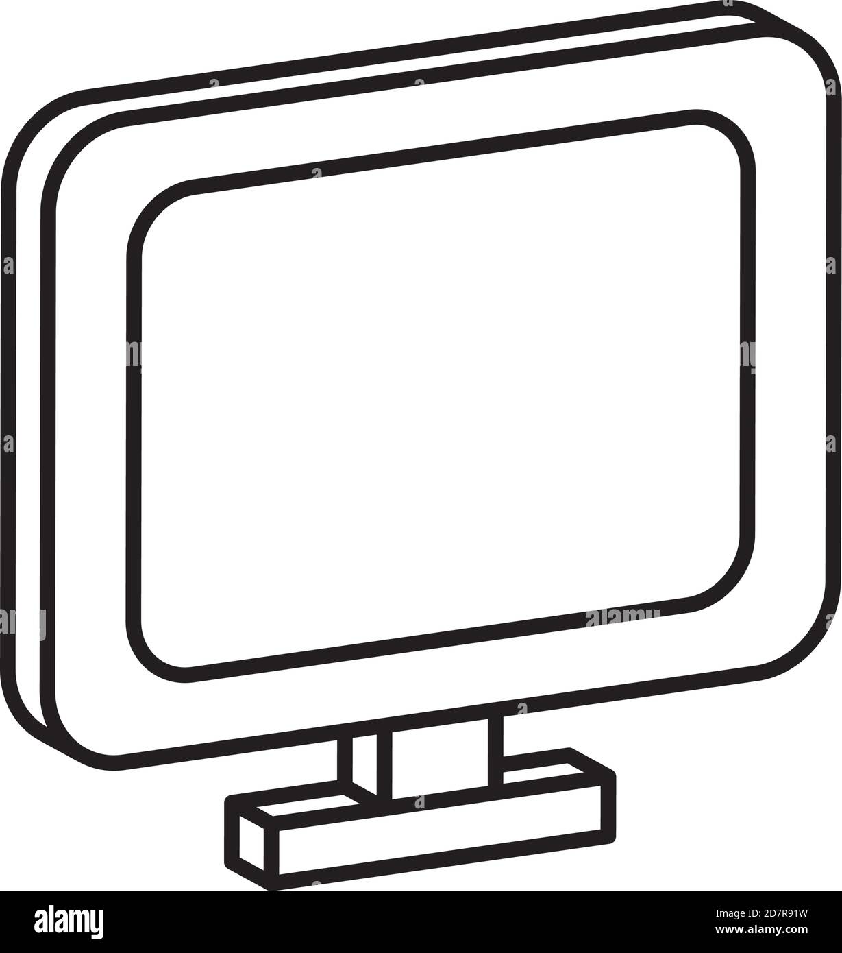 computer monitor icon over white background, line style, vector ...
