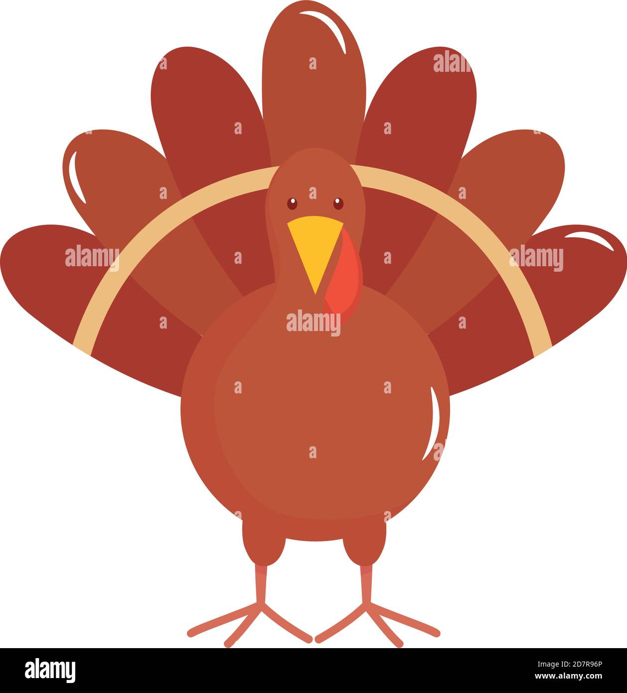 cartoon turkey icon over white background, flat style, vector ...