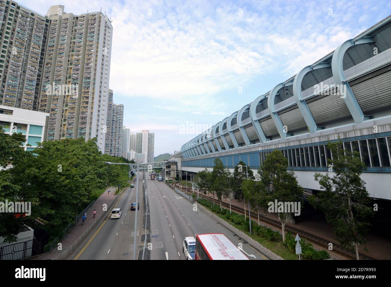 Tin Shui Wai Station and view of Tin Fuk Road, Tin Shui Wai, NT, Hong ...