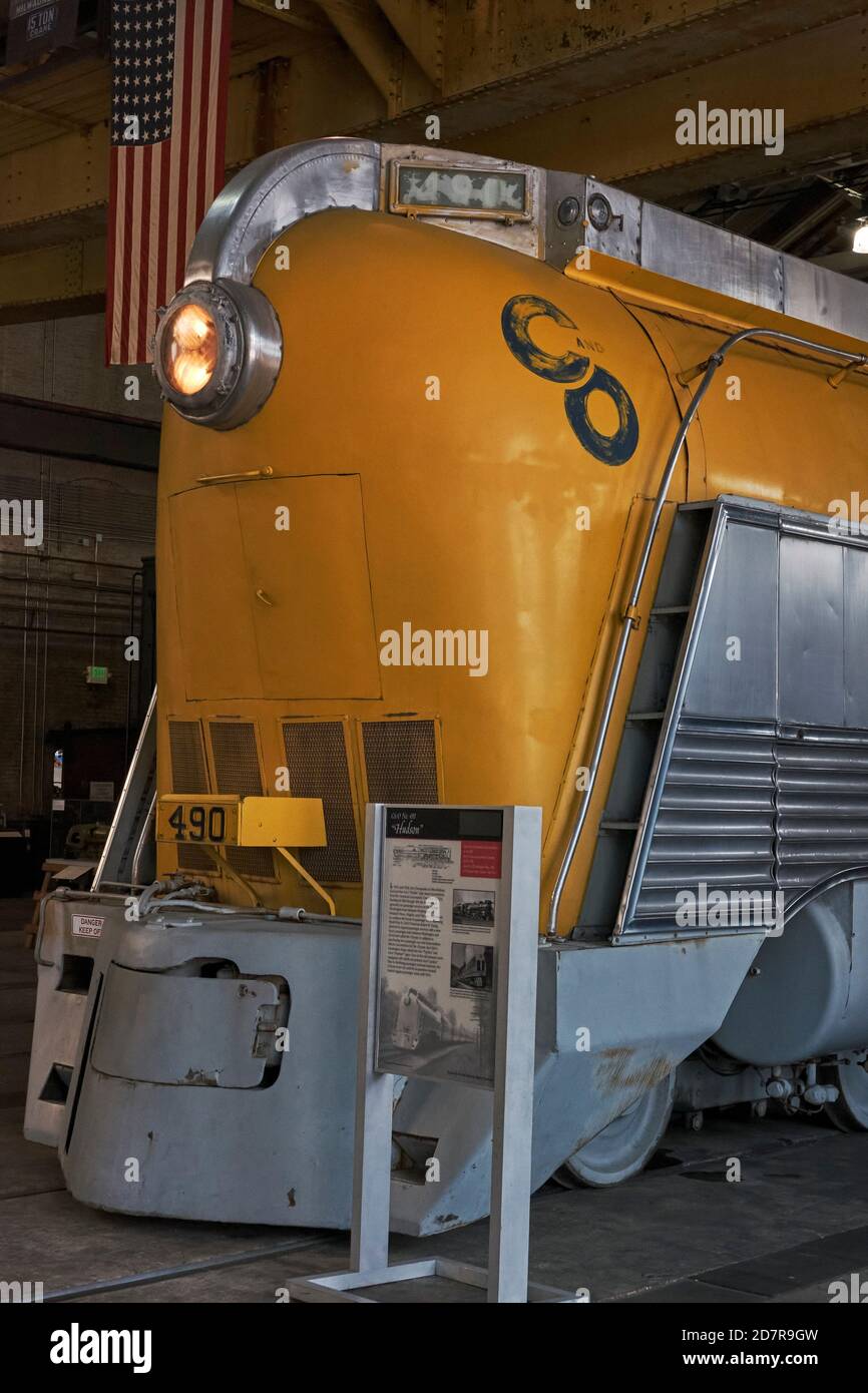 C&O No. 490 4-6-4 Hudson class steam locomotive on display in the engine shop of the B&O ...