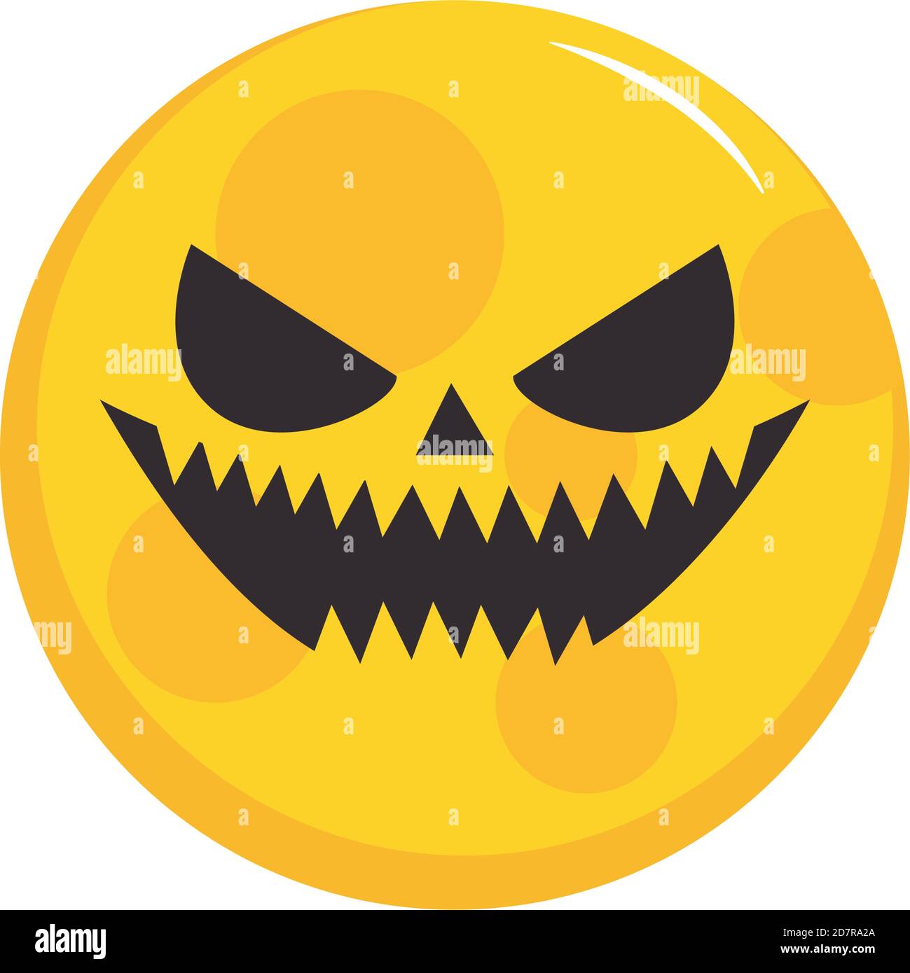 full moon with halloween scary face over white background, flat style ...