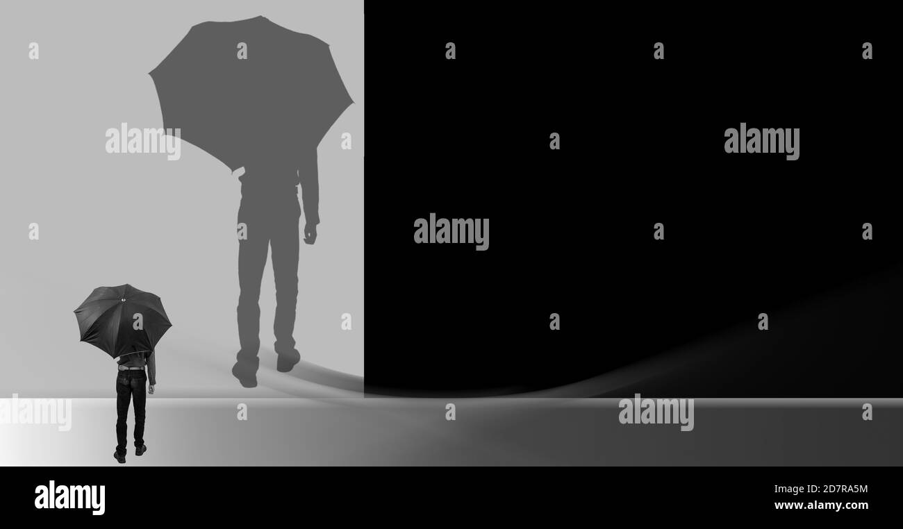 Umbrella shadow walking Black and White Stock Photos & Images - Alamy
