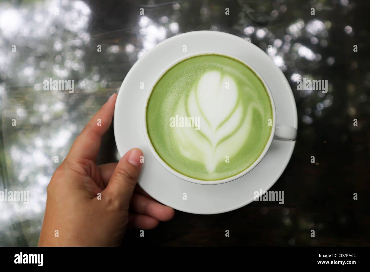 green tea, hot milk green tea or macha green tea latte Stock Photo - Alamy