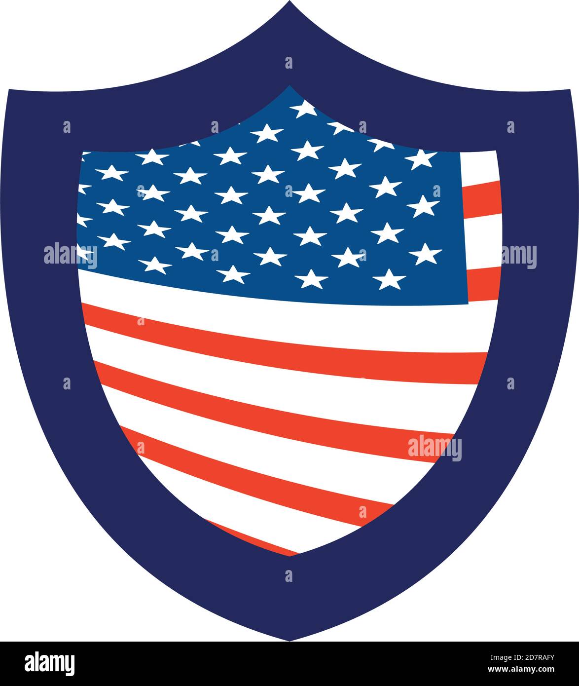 shield with usa flag design over white background, flat design, vector ...