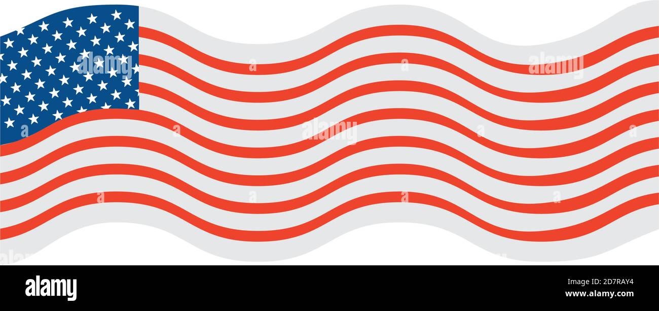long USA flag waving icon over white background, colorful design ...