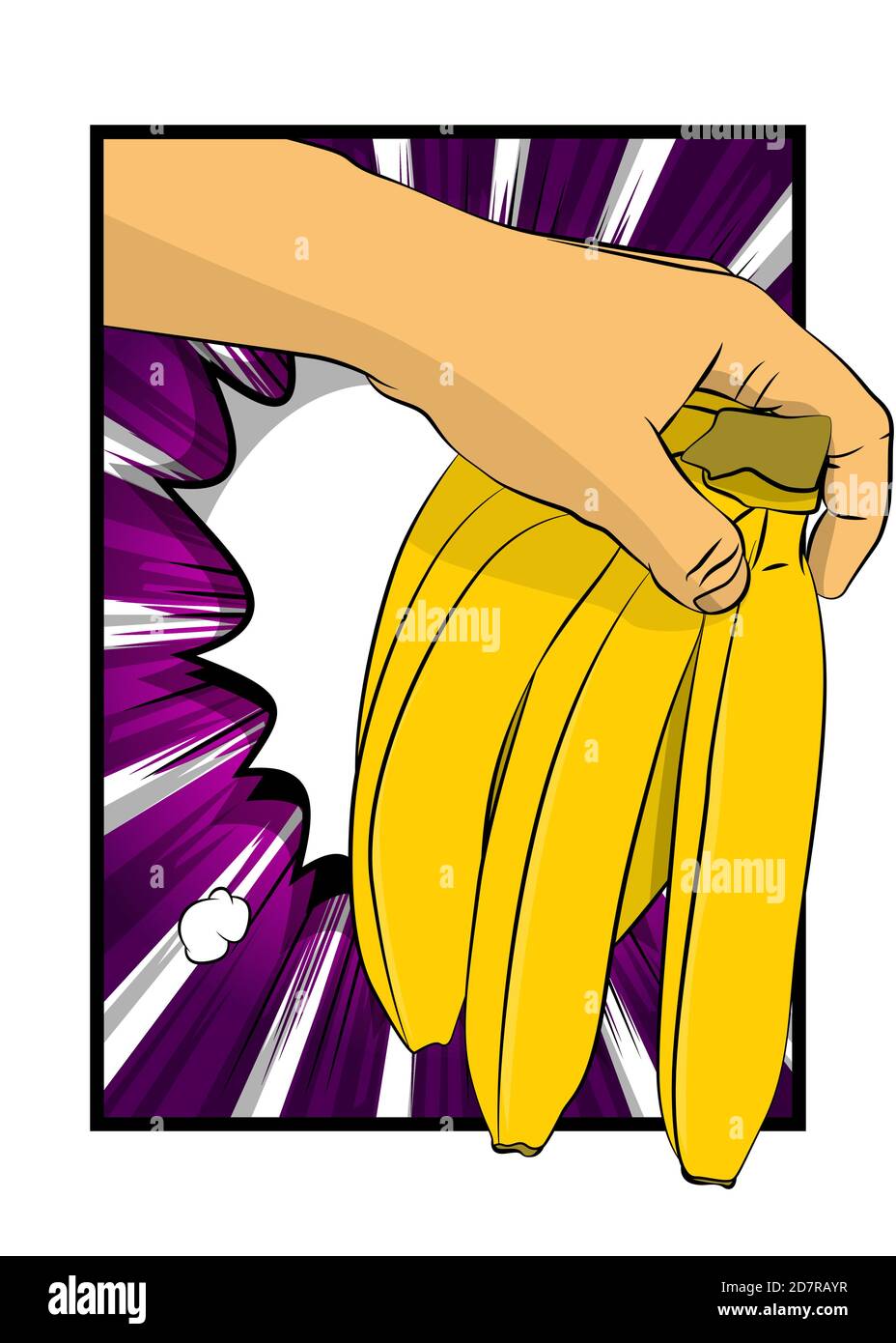 Hand holding a bunch of bananas. Comic book style vector illustration ...