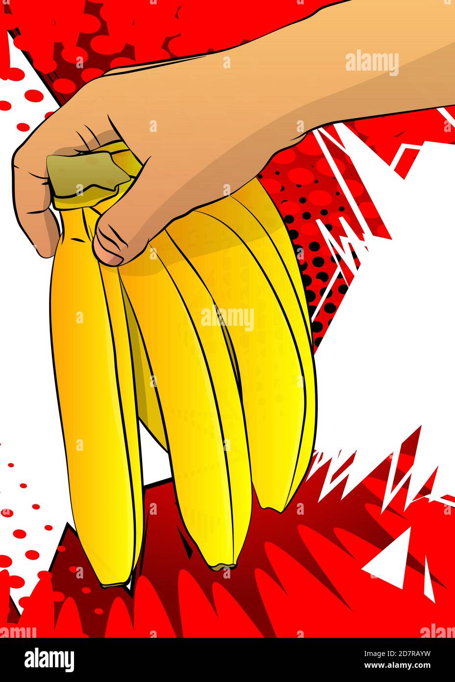 Hand holding a bunch of bananas. Comic book style vector illustration ...