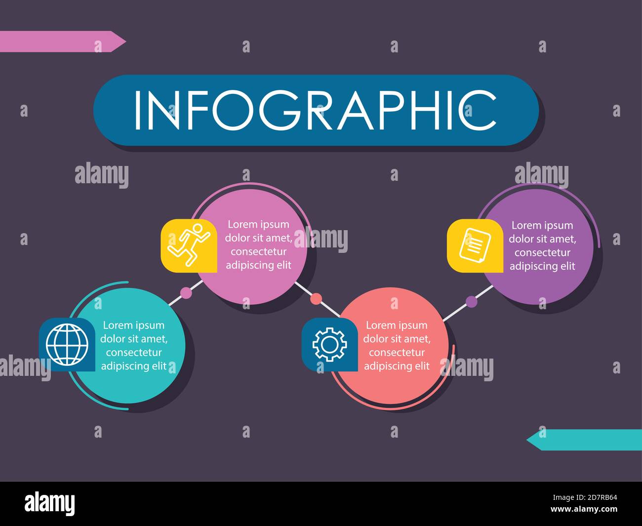 infographic shape round with four options or steps for presentation ...