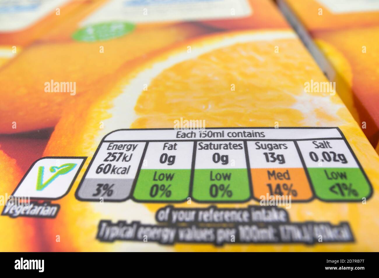 ASDA orange juice nutrition labelling: showing sugar / carbohydrate ...