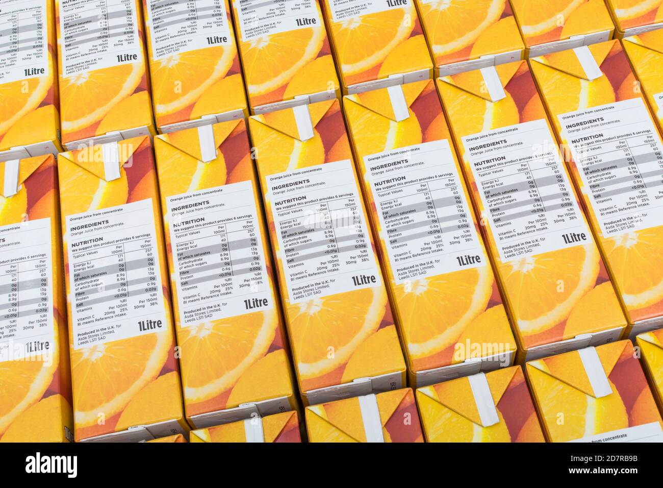 ASDA orange juice nutrition labelling: showing sugar / carbohydrate ...