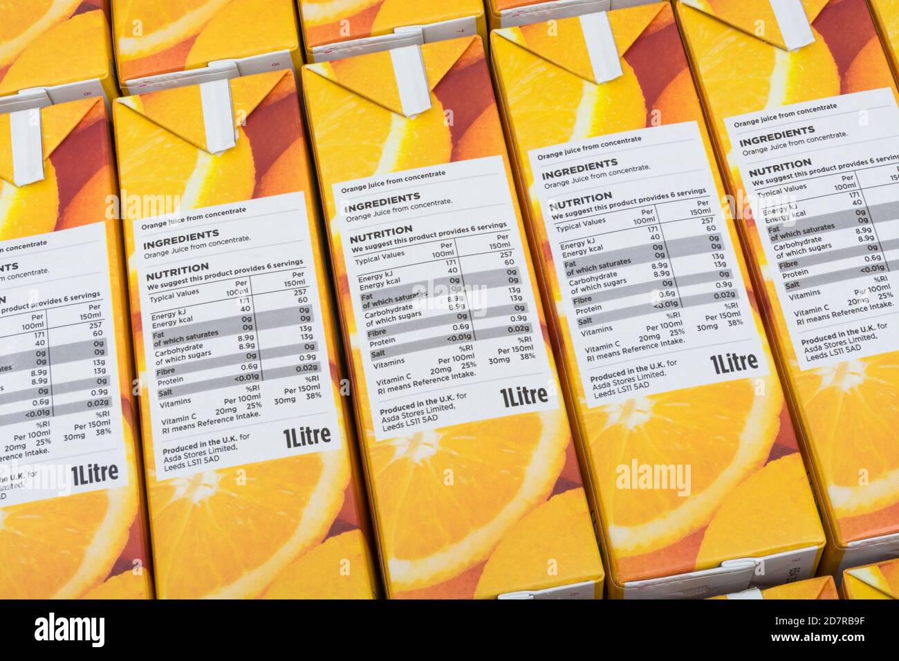 ASDA orange juice nutrition labelling: showing sugar / carbohydrate ...