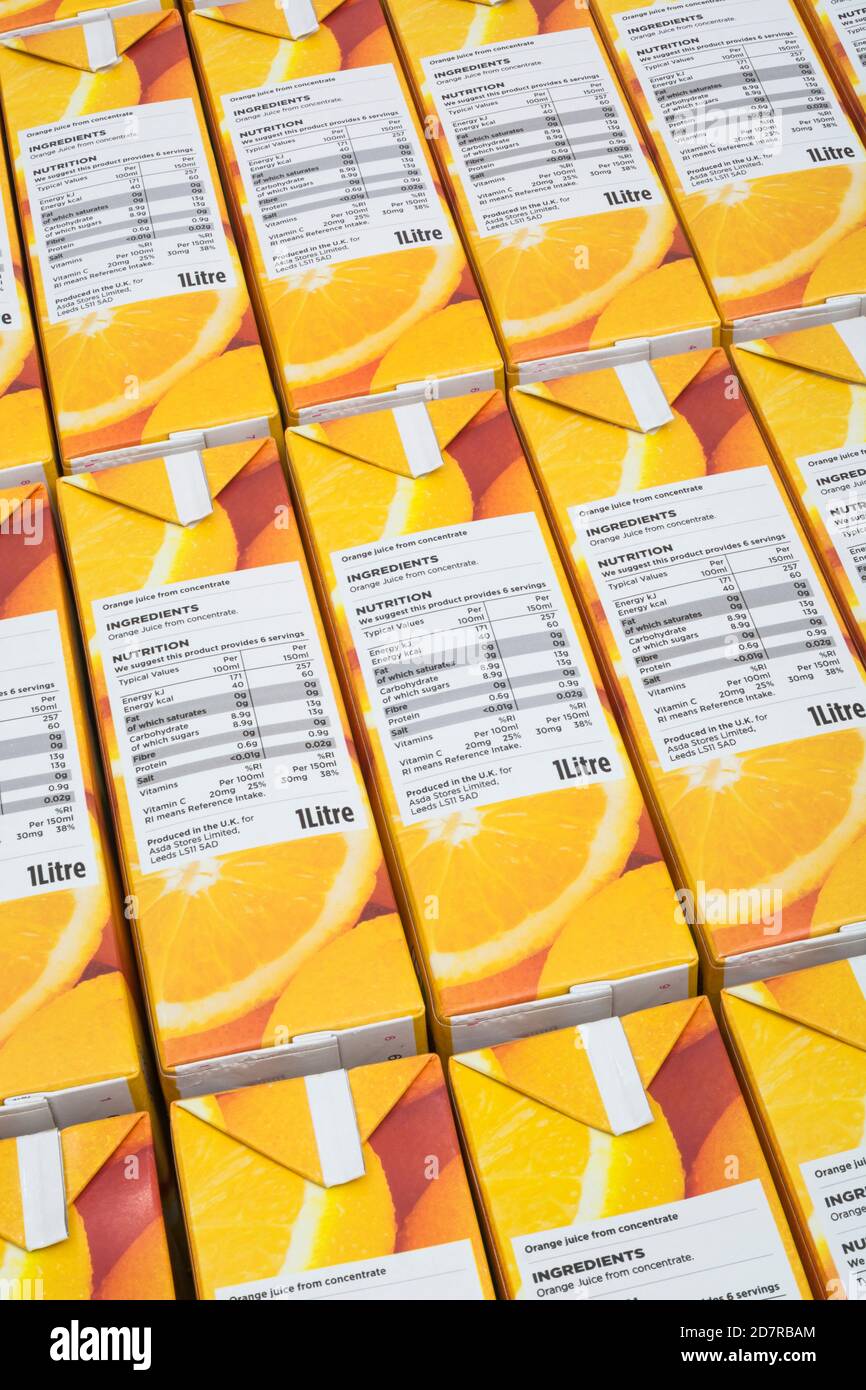 ASDA orange juice nutrition labelling: showing sugar / carbohydrate ...