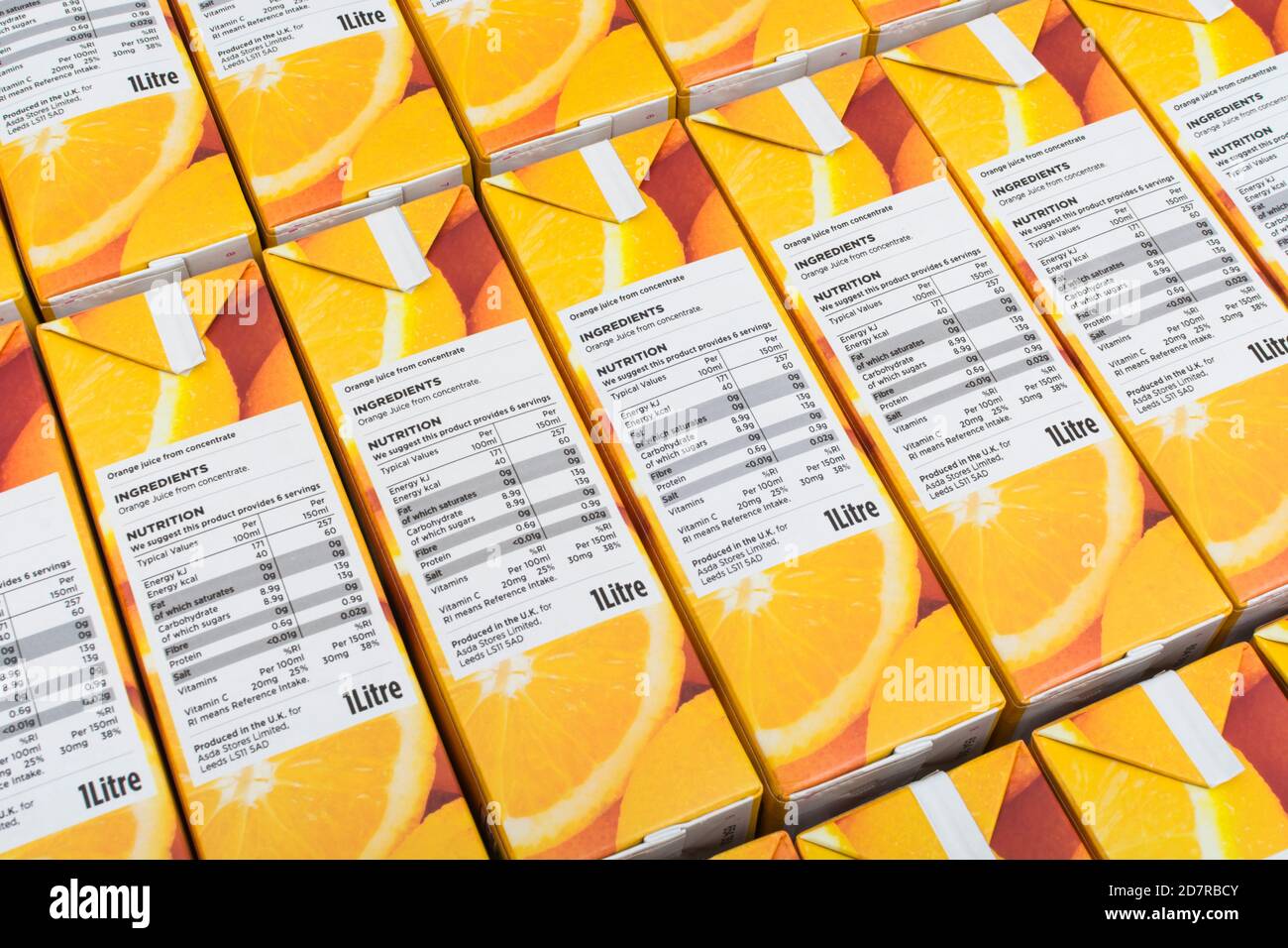 ASDA orange juice nutrition labelling: showing sugar / carbohydrate ...