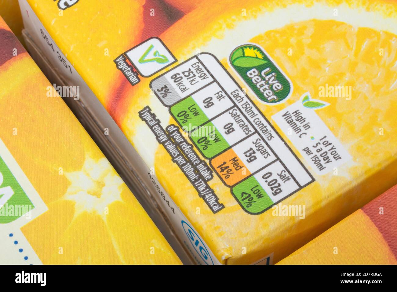 ASDA orange juice nutrition labelling: showing sugar / carbohydrate ...