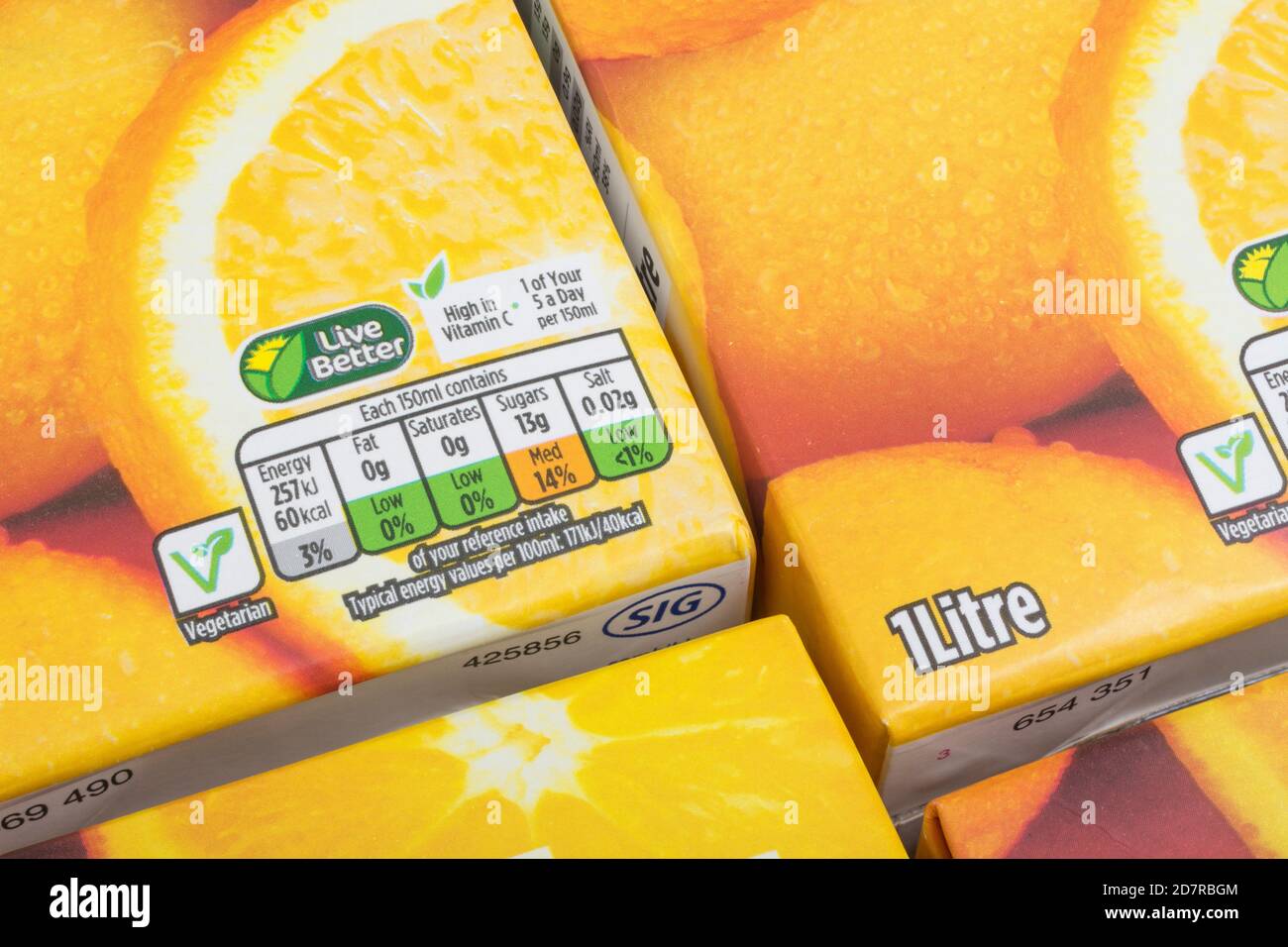 ASDA orange juice nutrition labelling: showing sugar / carbohydrate ...