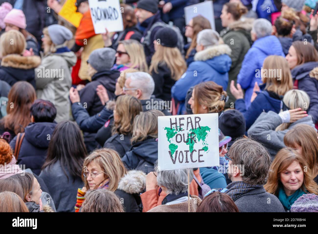 Protesters seen placard saying hi-res stock photography and images - Alamy