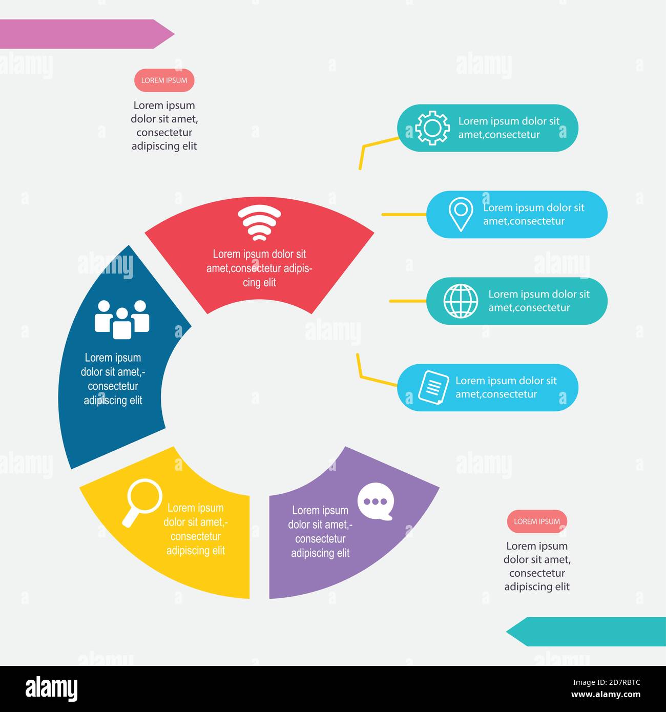 infographic circular four steps information graph template vector ...