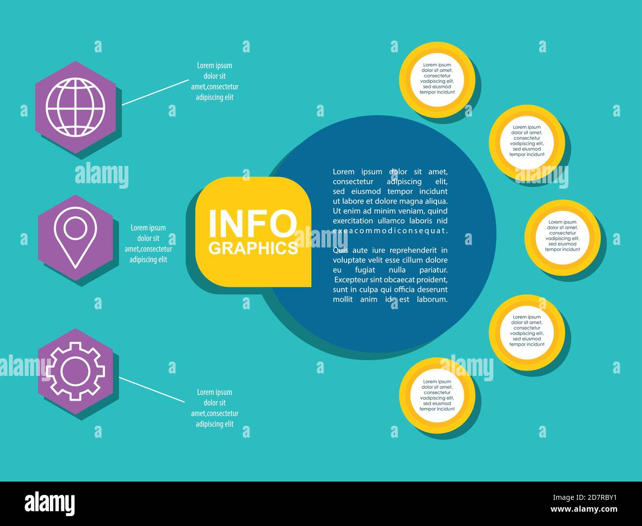 infographic circle workflow and sticker data layout template vector ...