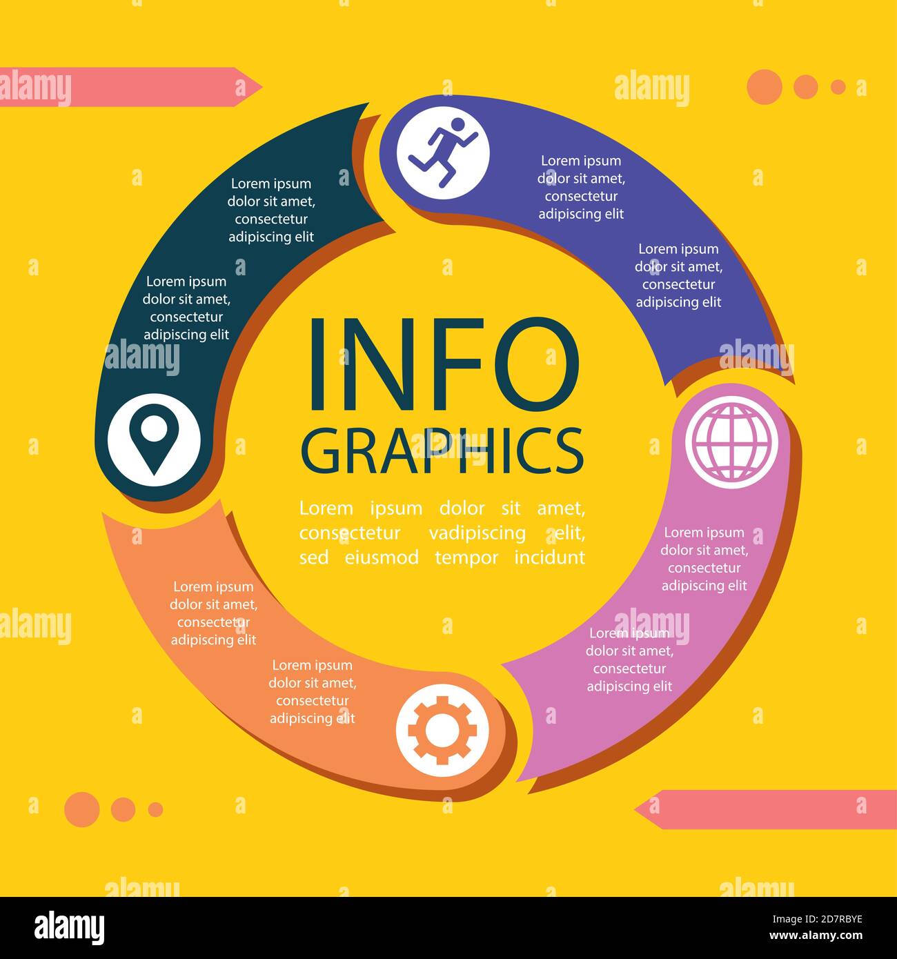 infographic circular element and layout with social media items vector ...