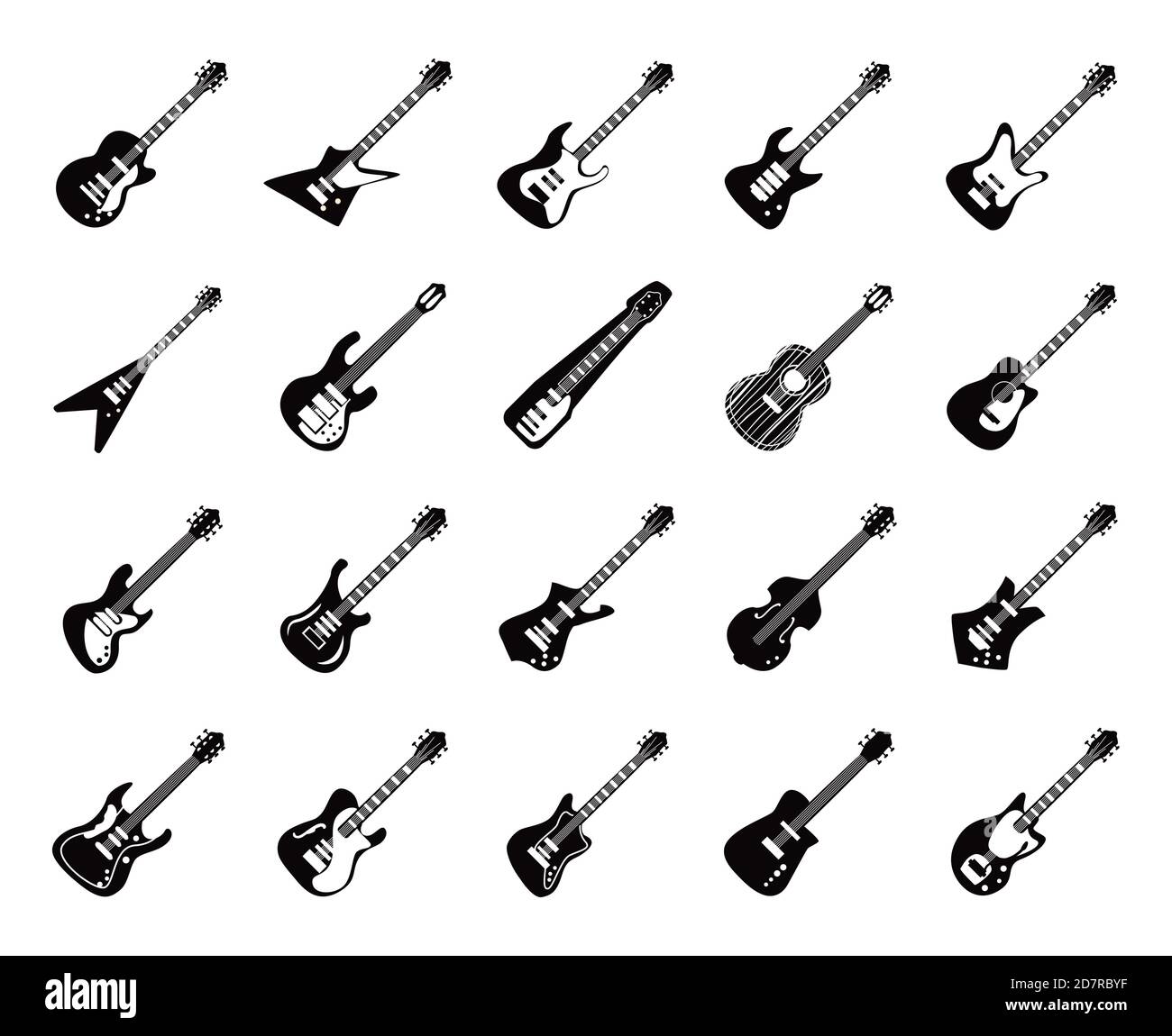 guitars instruments black and white style icon collection design, Music ...