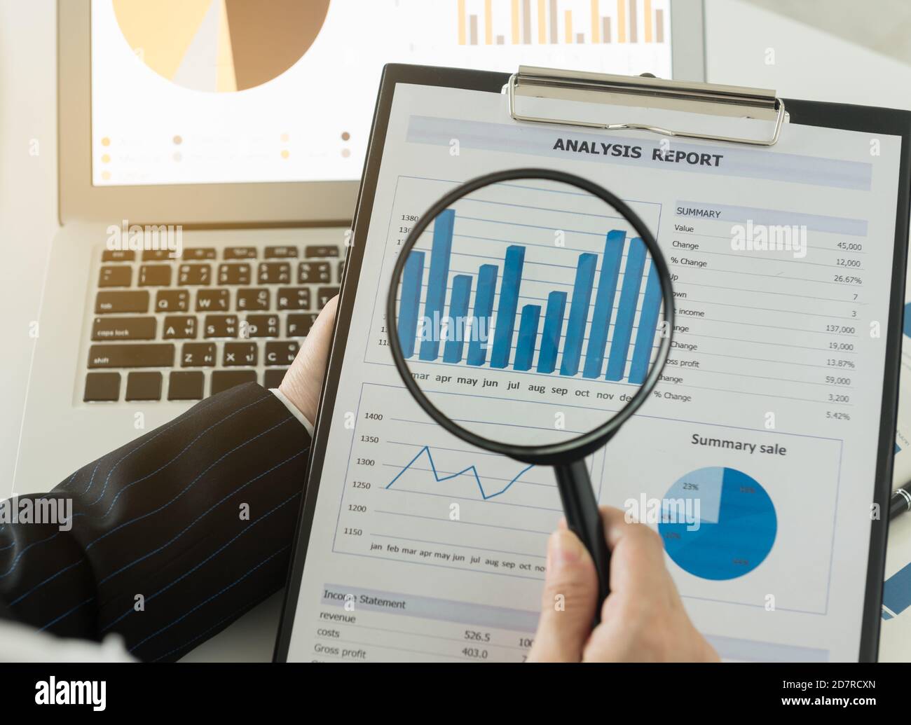 Business people analyzing and analytics statistics and study report ...