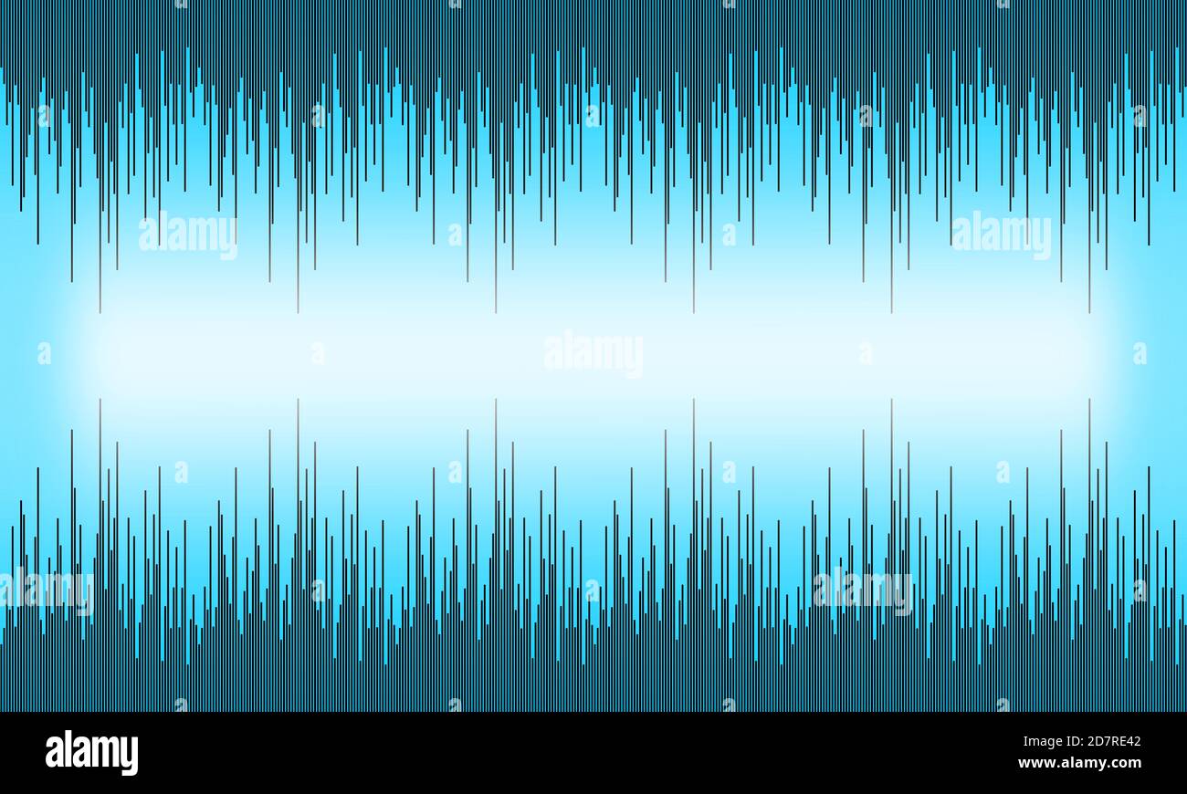 Wave form illustration. Soundwave drawing with black lines on the blue ...