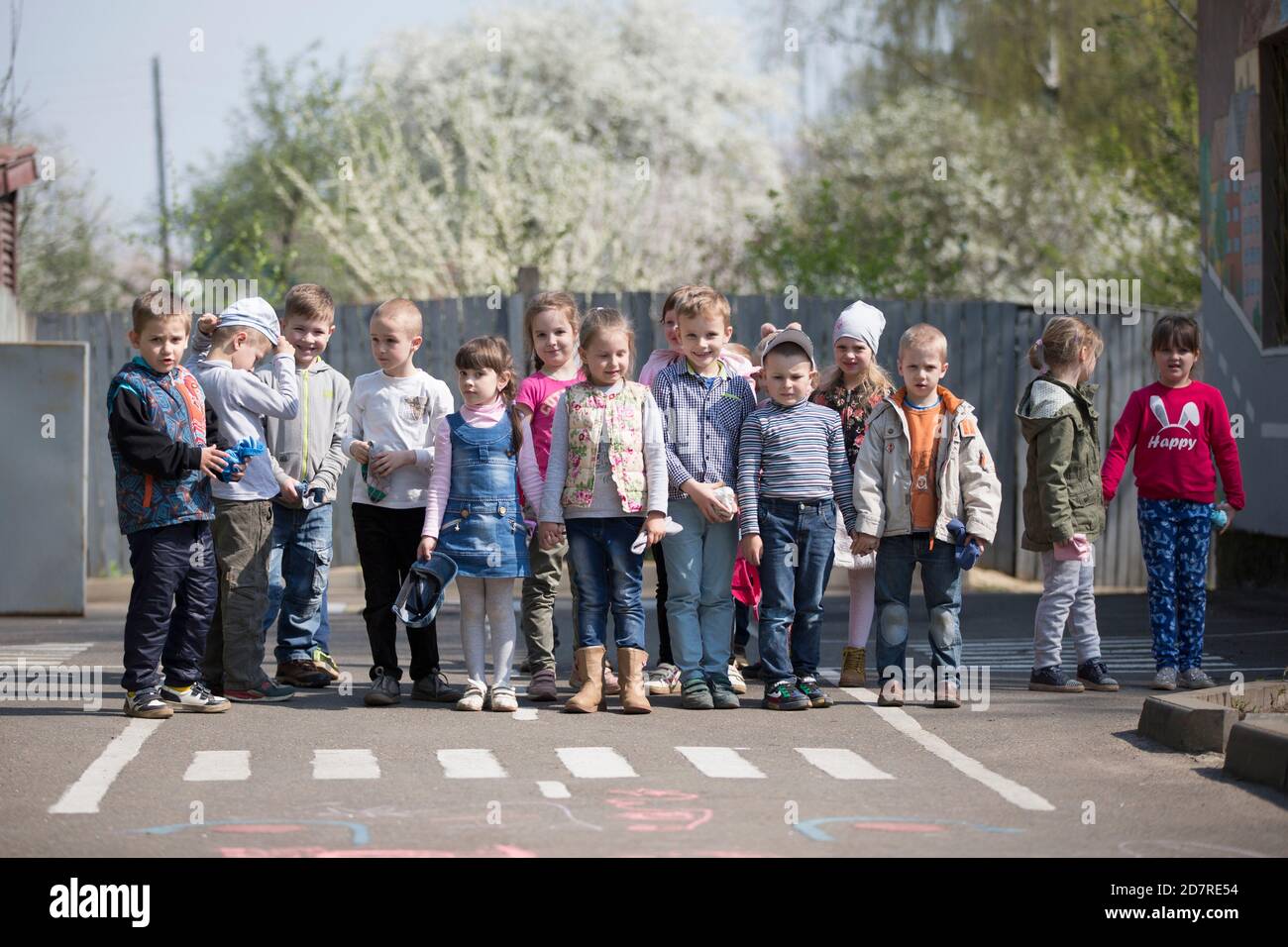 May 30, 2019 Belarus, Gomil. Kindergarten open day.A group of Russian ...