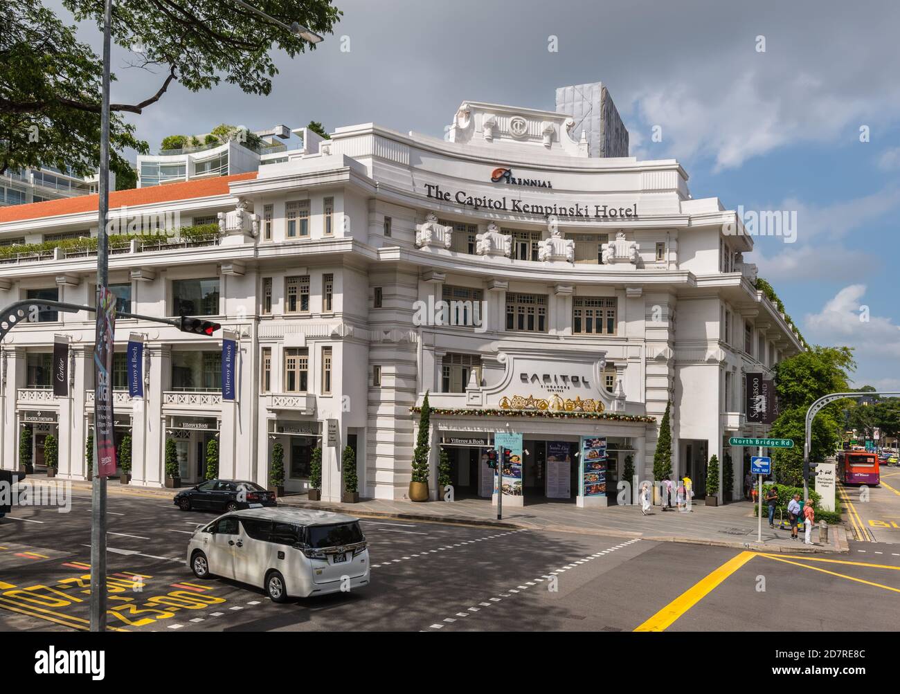 Singapore - December 4, 2019: The white building with corner entrance ...