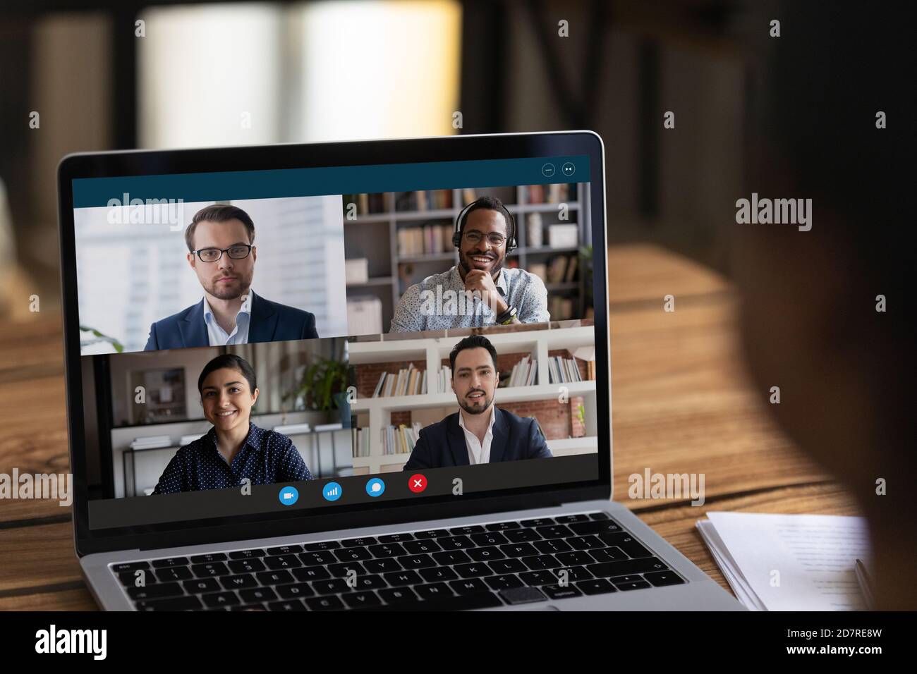 Diverse colleagues have online team meeting on laptop Stock Photo - Alamy