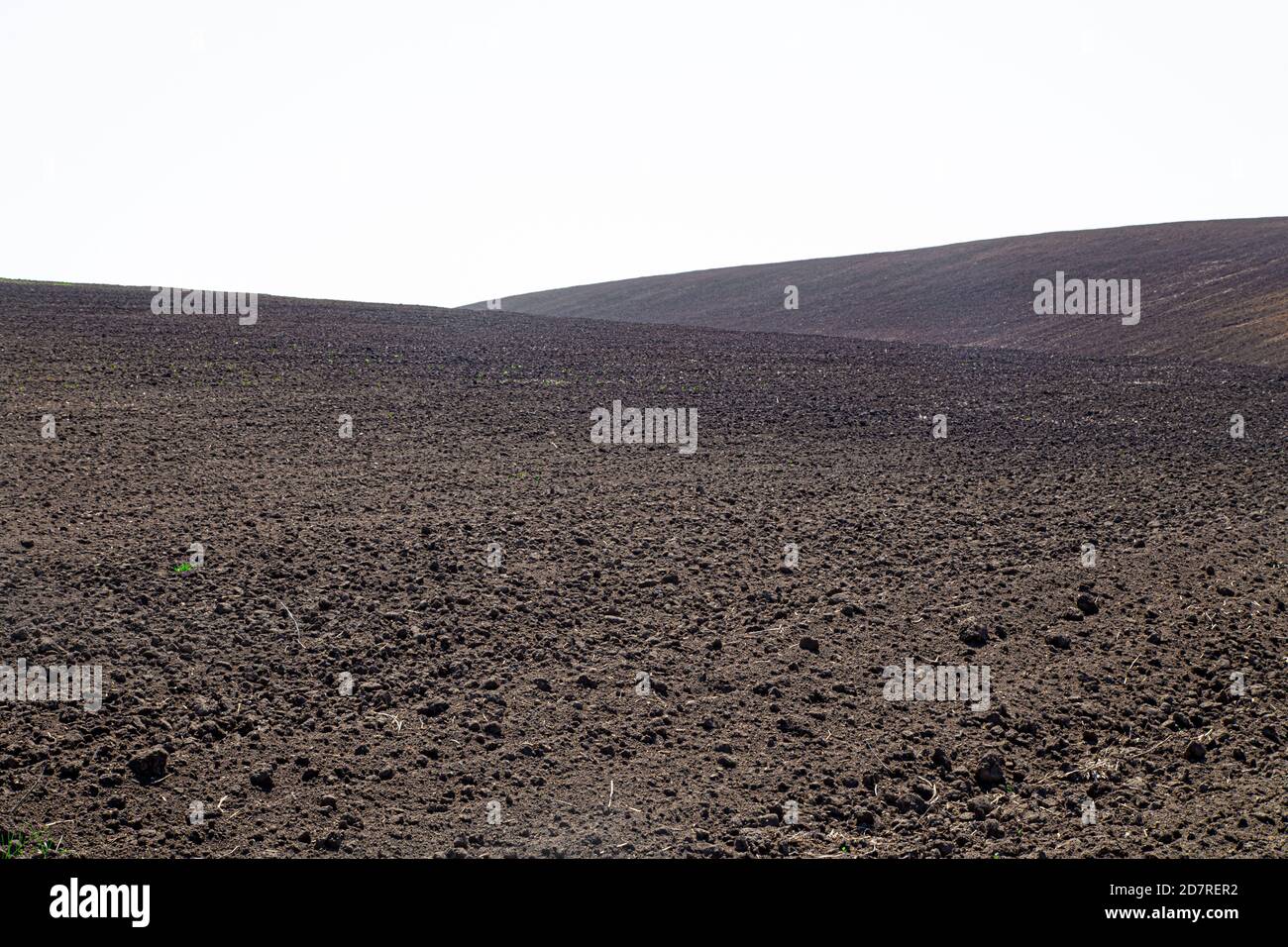 Beautiful black earth fields in Ukraine. Agricultural rural landscape ...