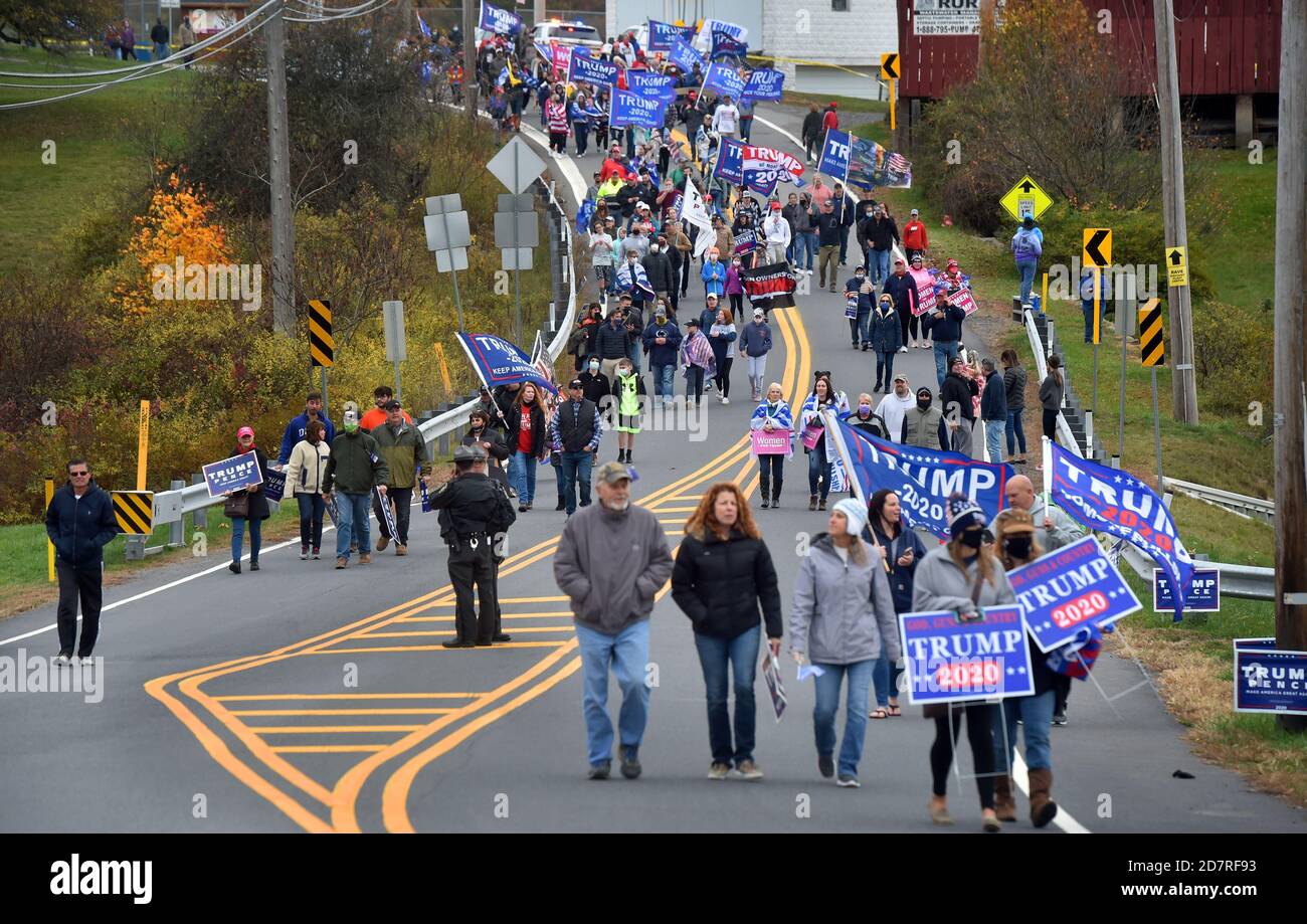 Dallas, United States. 24th Oct, 2020. Trump supporters walk down ...