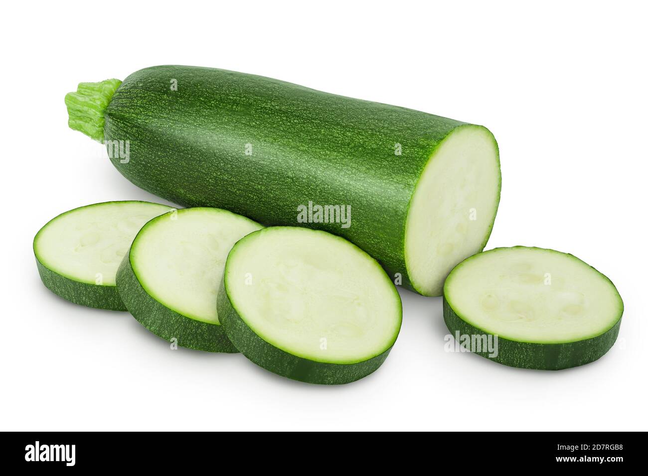Fresh sliced zucchini isolated on white background with clipping path ...