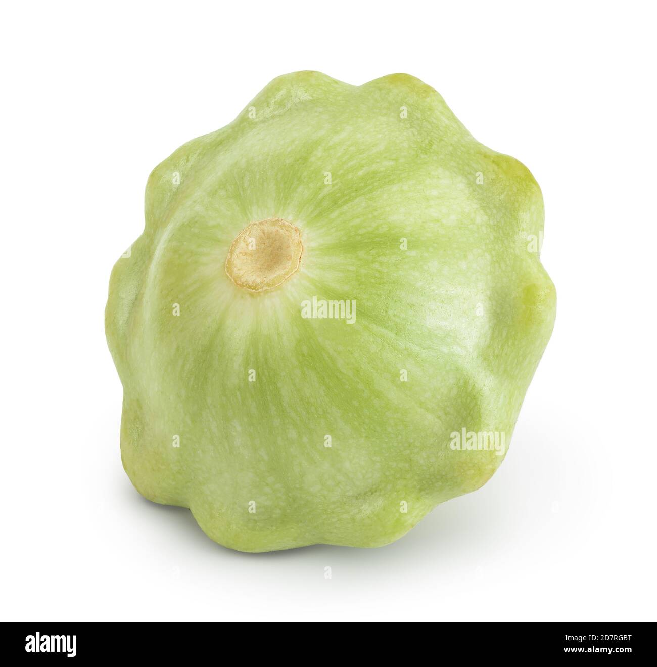 one green pattypan squash isolated on white background, Clipping path ...
