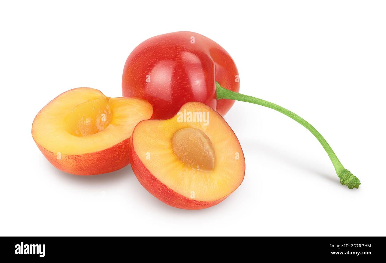 yellow-red sweet cherry isolated on white background with clipping path ...